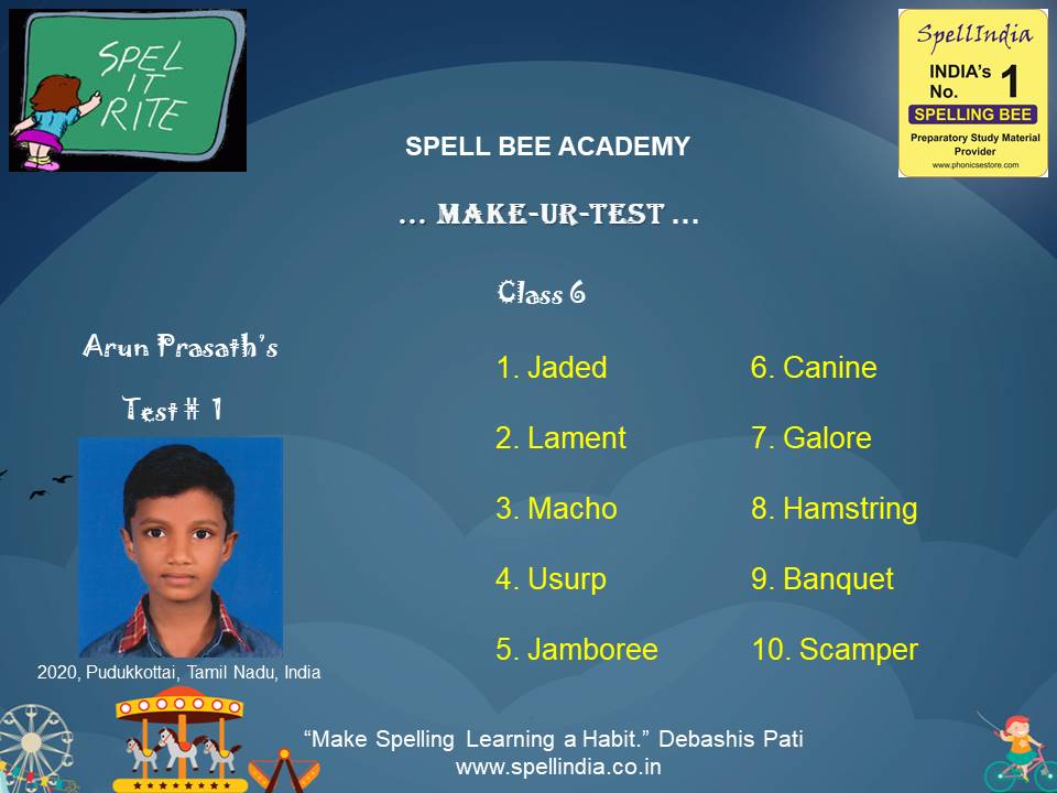 Spell Bee Class 5 Spelling Test Words